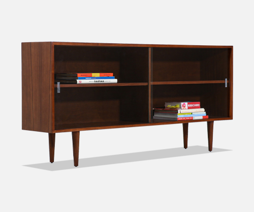 Mid-Century Modern Walnut & Glass Bookcase | Danish Modern L.A.