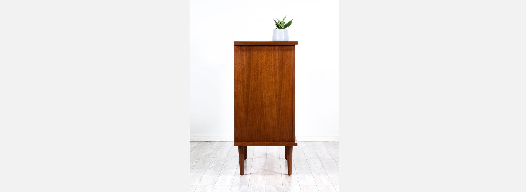 American of Martinsville Sculpted Walnut Highboy | Danish Modern L.A.