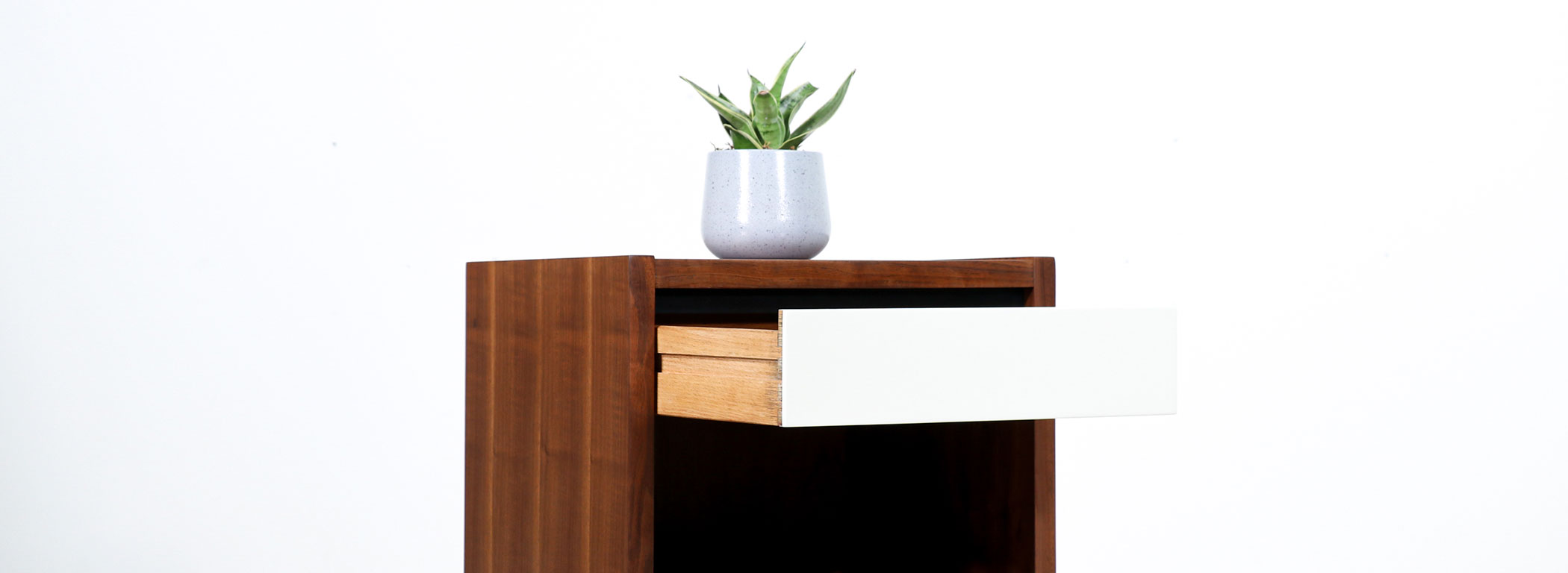 Mid-Century Walnut Night Stands with Lacquered Accent Drawers by Lane ...