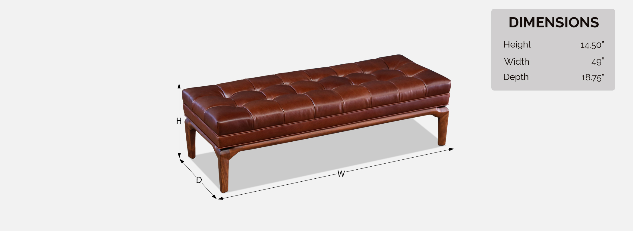 Maurice Bailey Cognac Tufted Leather Bench for Monteverdi-Young ...