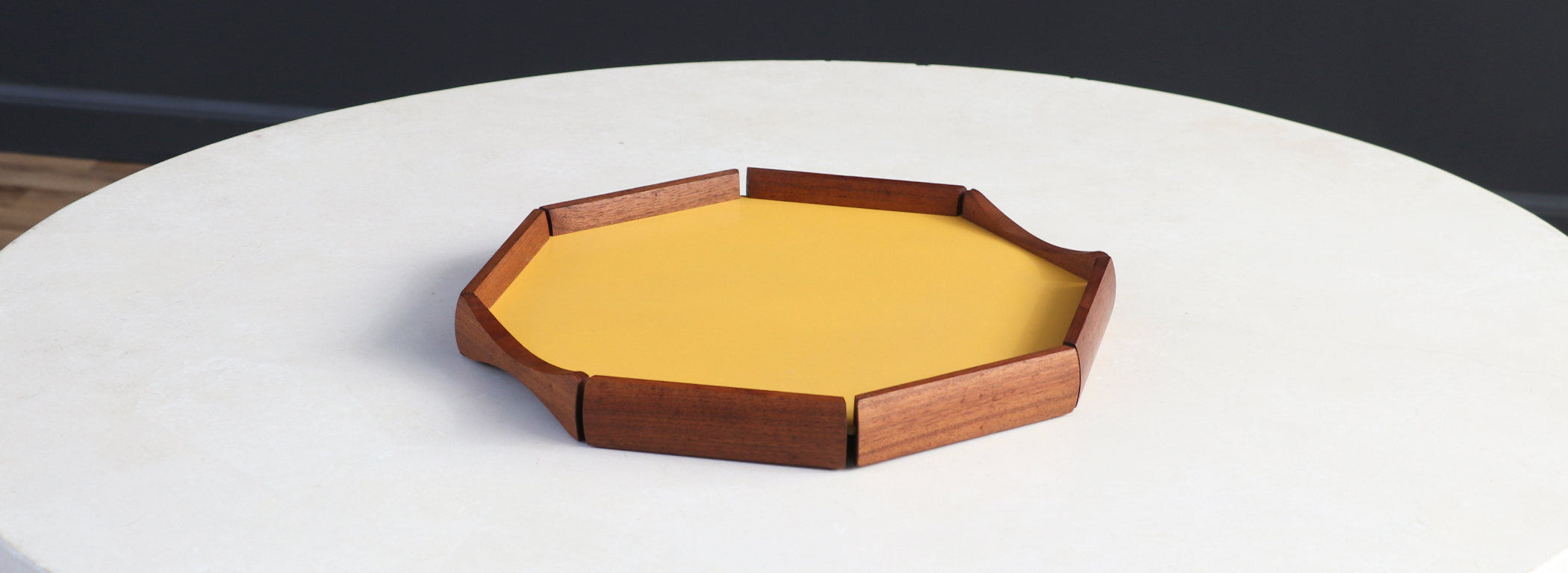 Danish Modern Octagonal Teak & Reversible Color Tray | Danish Modern L.A.