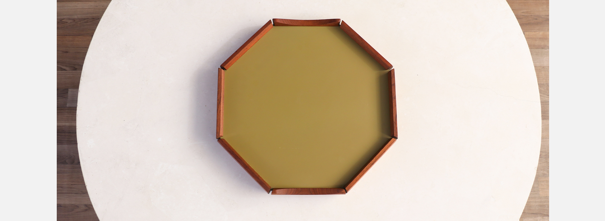 Danish Modern Octagonal Teak & Reversible Color Tray | Danish Modern L.A.