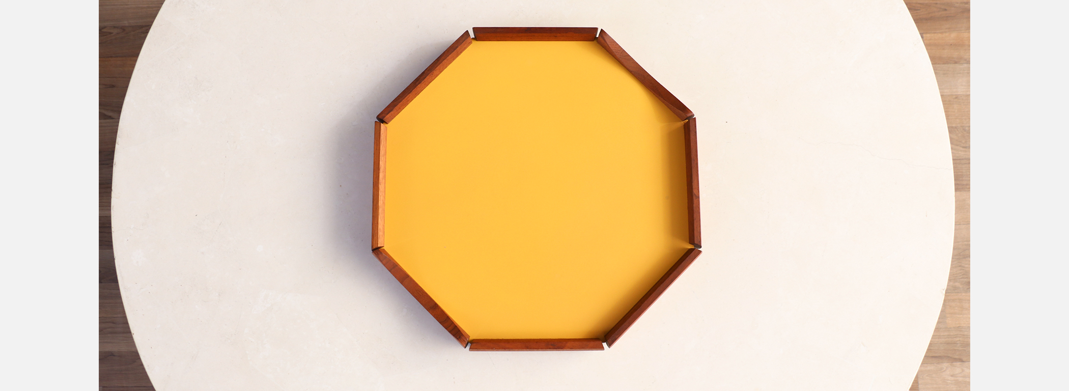 Danish Modern Octagonal Teak & Reversible Color Tray | Danish Modern L.A.