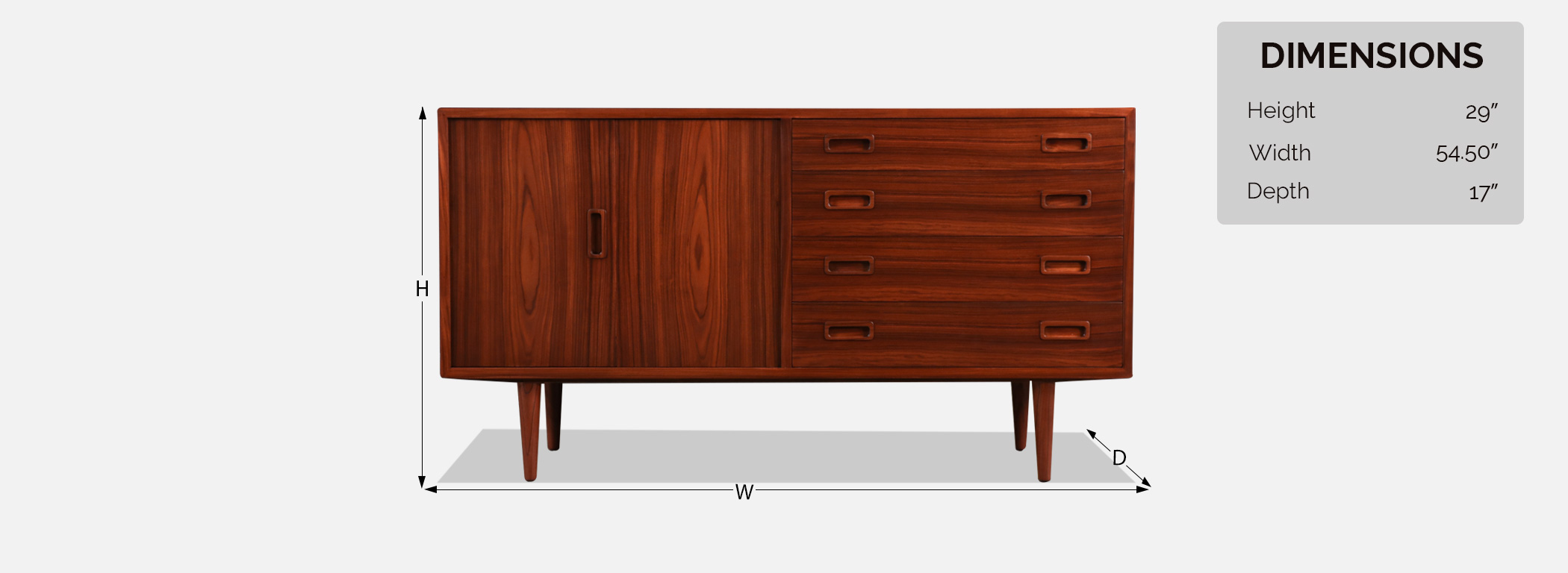 Carlo Jensen Rosewood Credenza with Bi-Folding Door | Danish Modern L.A.