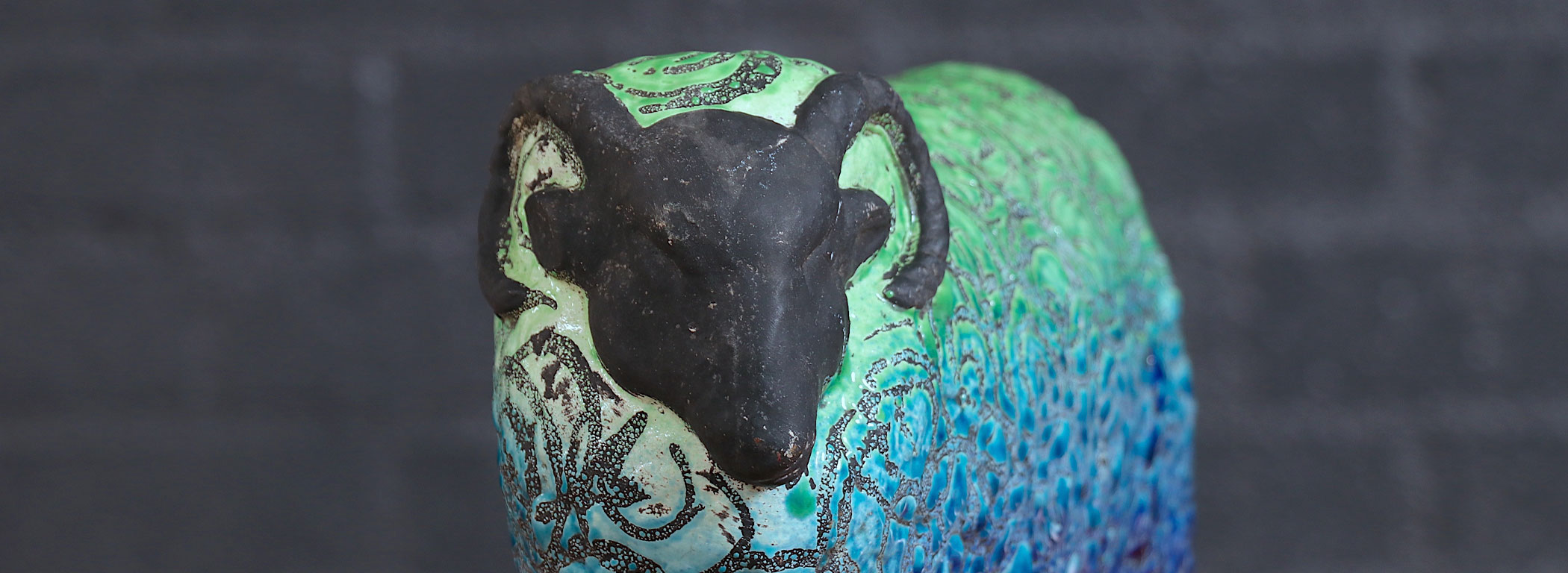 Large Aldo Londi Glazed Ceramic Ram Sculpture for Bitossi Studio ...