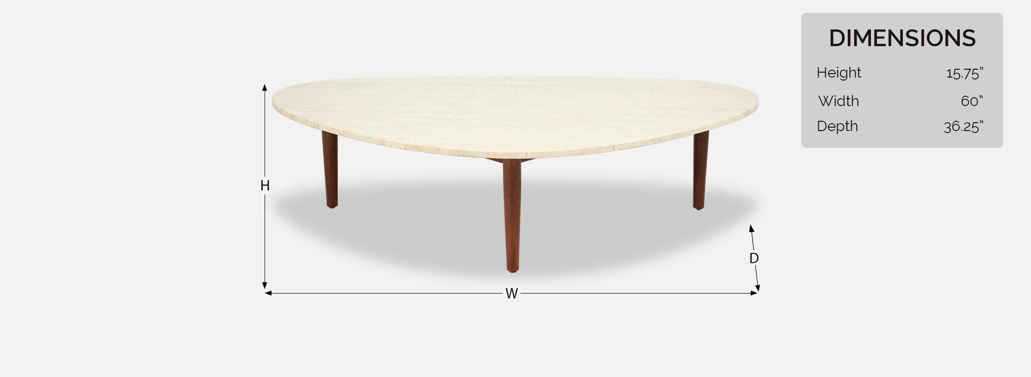 Mid-Century Triangular Travertine Top & Walnut Coffee Table | Danish ...