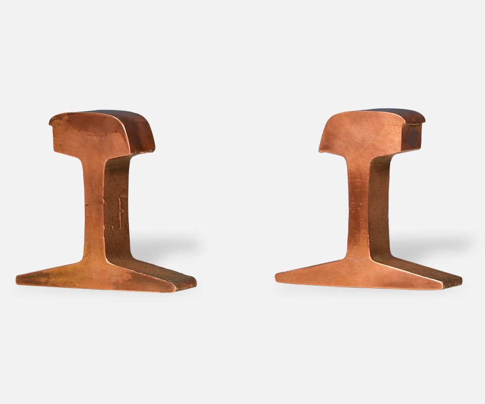 Mid Century Copper Railroad Track Bookends | Danish Modern L.A.