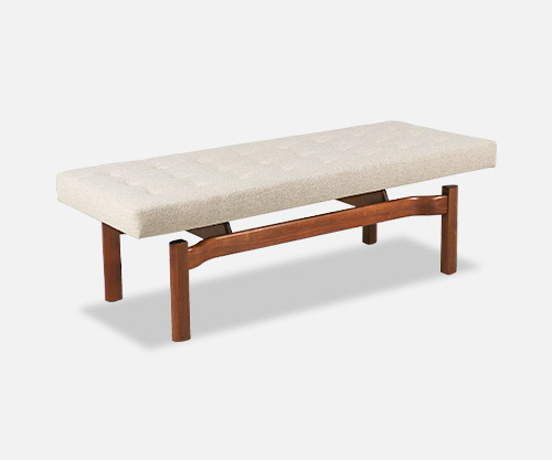 Mid-Century Modern Walnut Sculpted Floating Tufted Bench | Danish ...