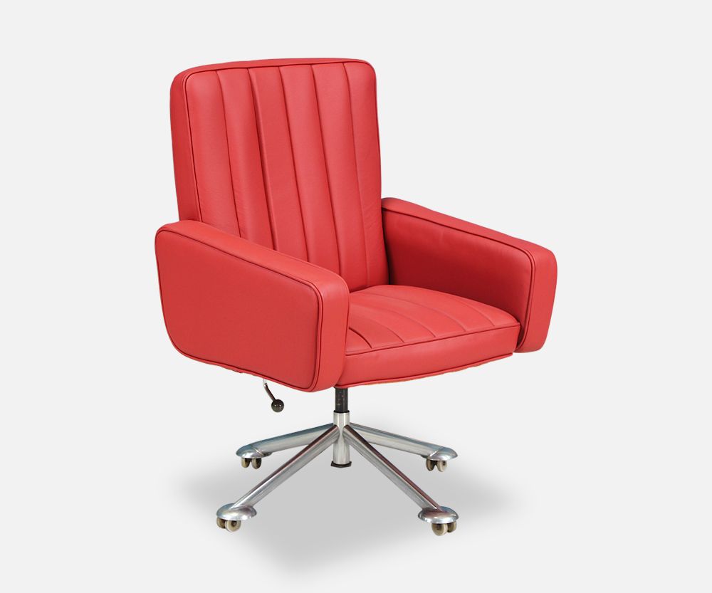 Sven Ivar Dysthe Leather Office Chair for Dokka Møbler | Danish Modern L.A.